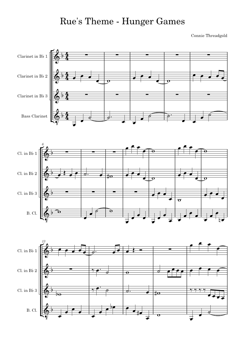 Rue's Theme - Hunger Games v1 Sheet Music for Clarinet other (Woodwind ...