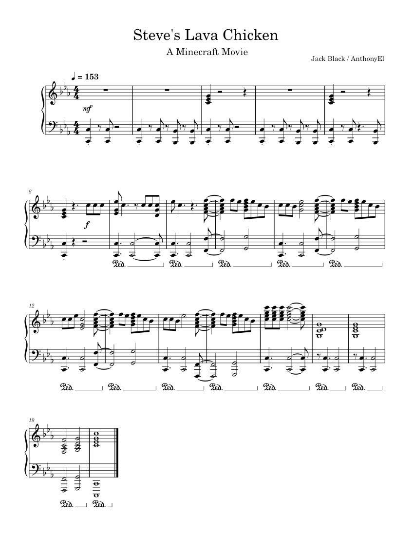 Steve's Lava Chicken Sheet Music for Piano (Solo) easy | MuseScore.com