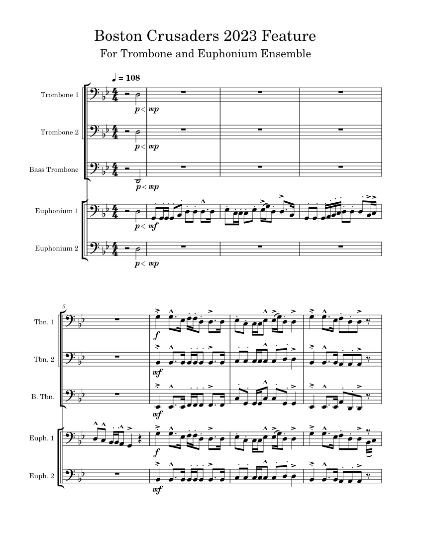 Boston Crusaders 2023 Tuba Feature for Low Brass Ensemble Sheet Music for Trombone, Euphonium ...