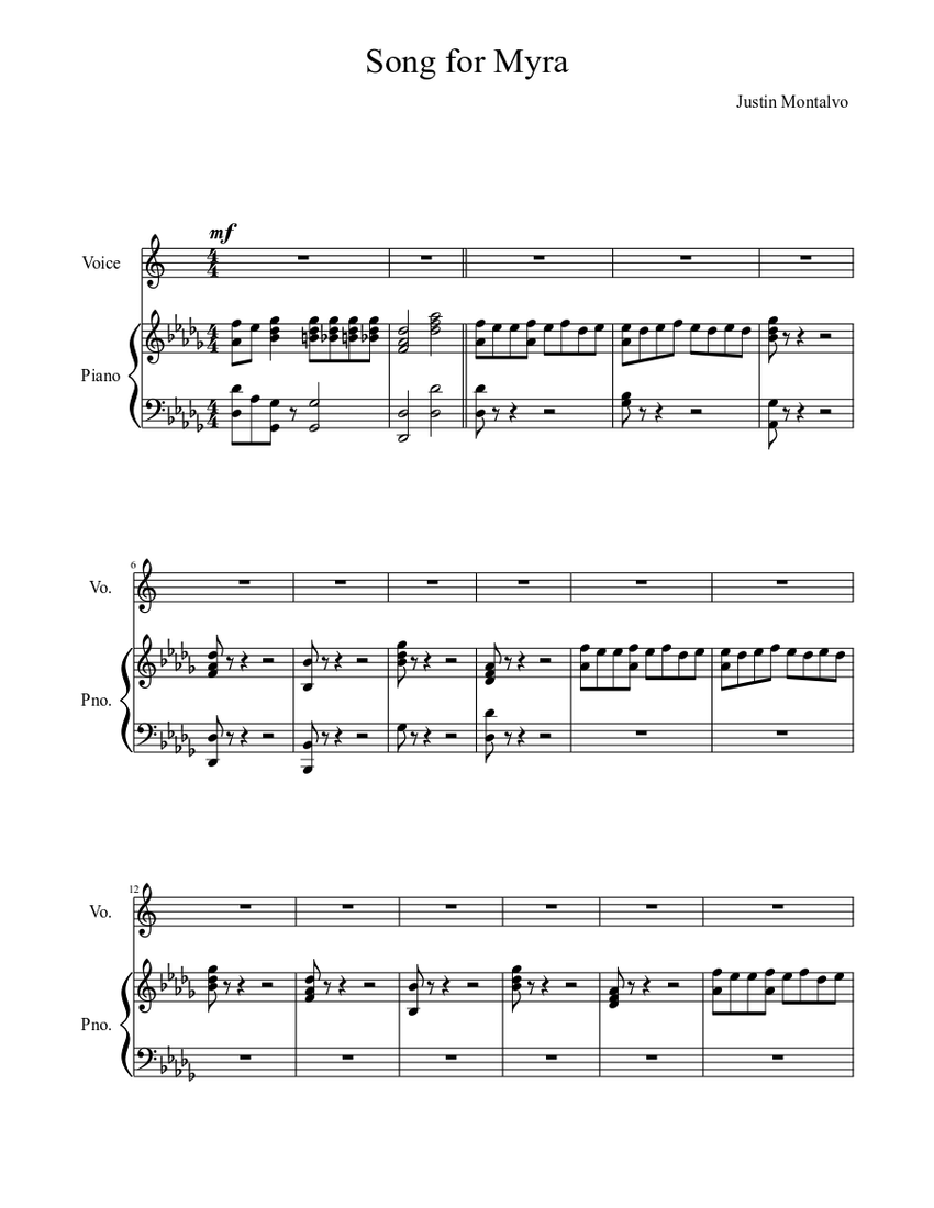 Song for Myra Sheet music for Piano, Voice (other) (Piano-Voice ...
