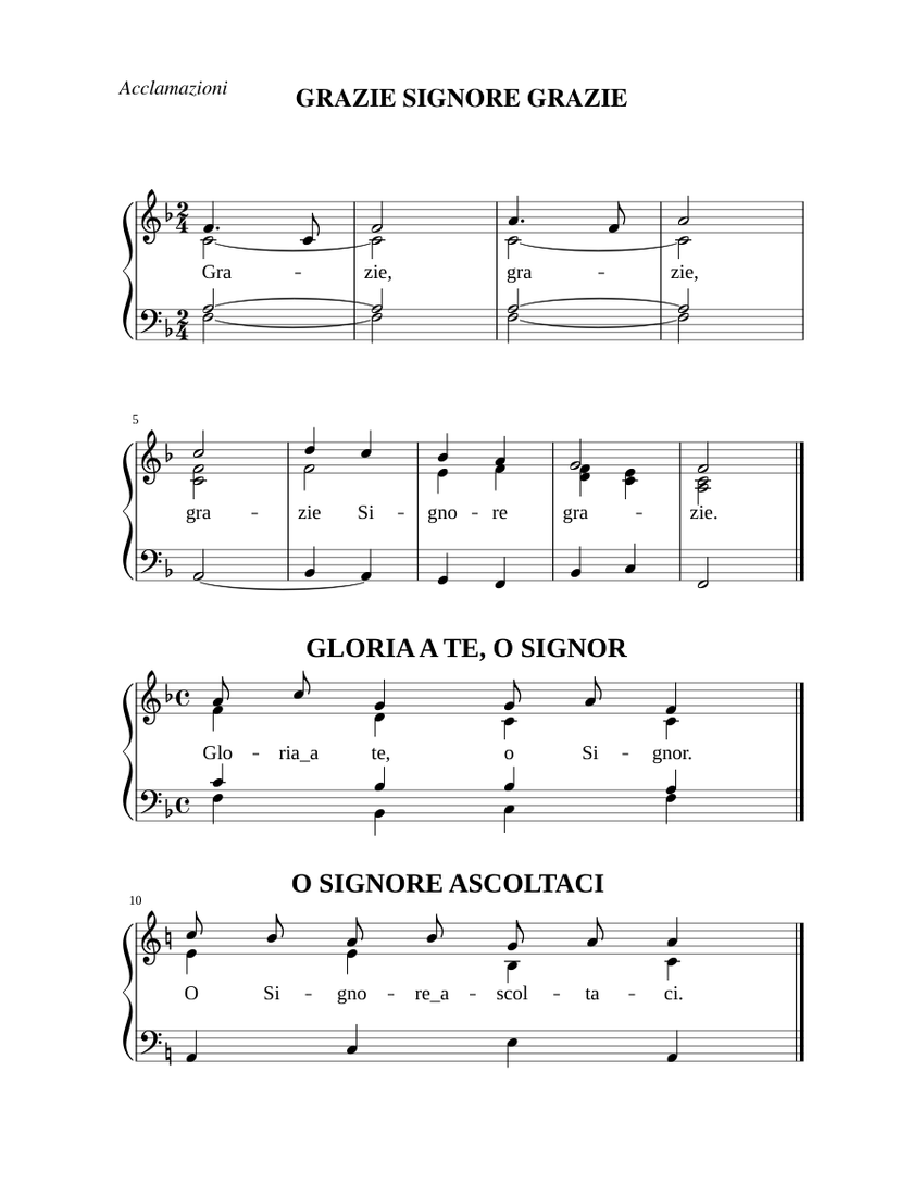 Acclamazioni - Grazie Signore grazie ecc Sheet music for Organ (Mixed ...