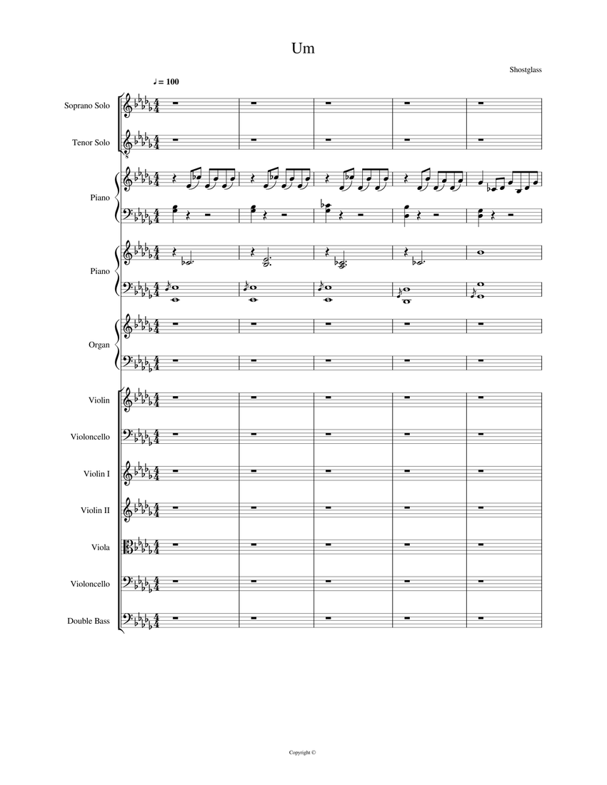 Um Sheet music for Piano, Organ, Violin, Viola (Mixed Quintet ...