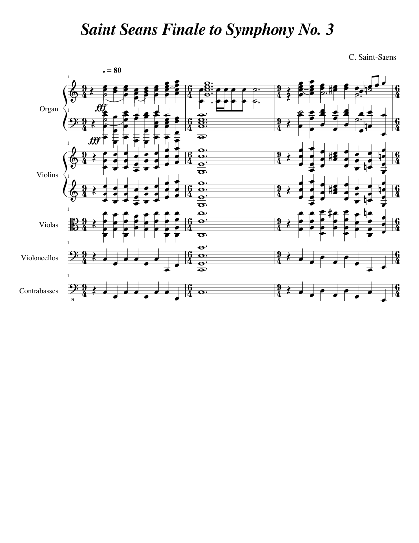 Saint-Saens Organ Finale Awesomeness Sheet music for Organ, Strings ...