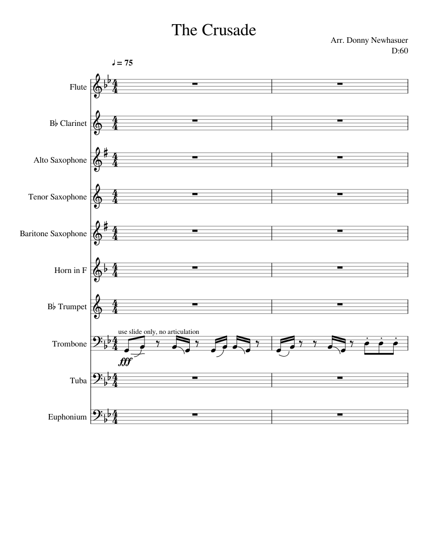 The Crusade Sheet music for Trombone, Euphonium, Tuba, Flute & more ...