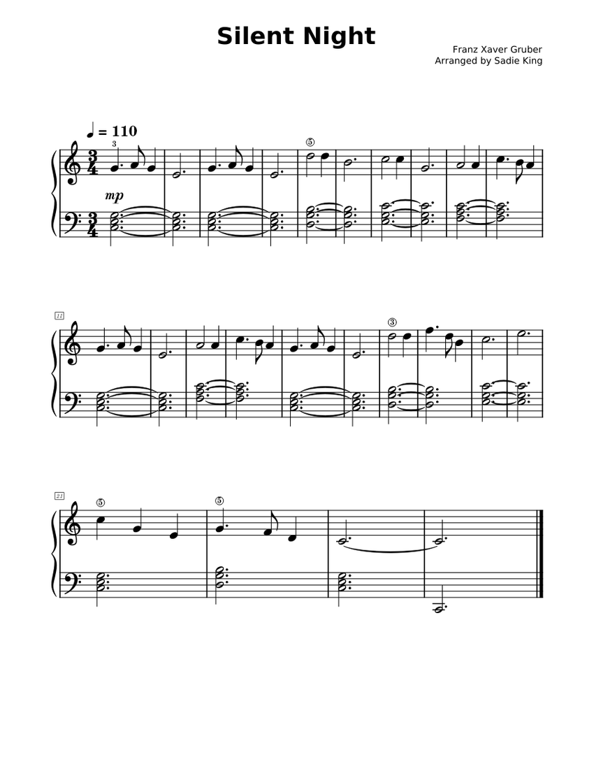 Silent Night - Easy Piano - piano tutorial