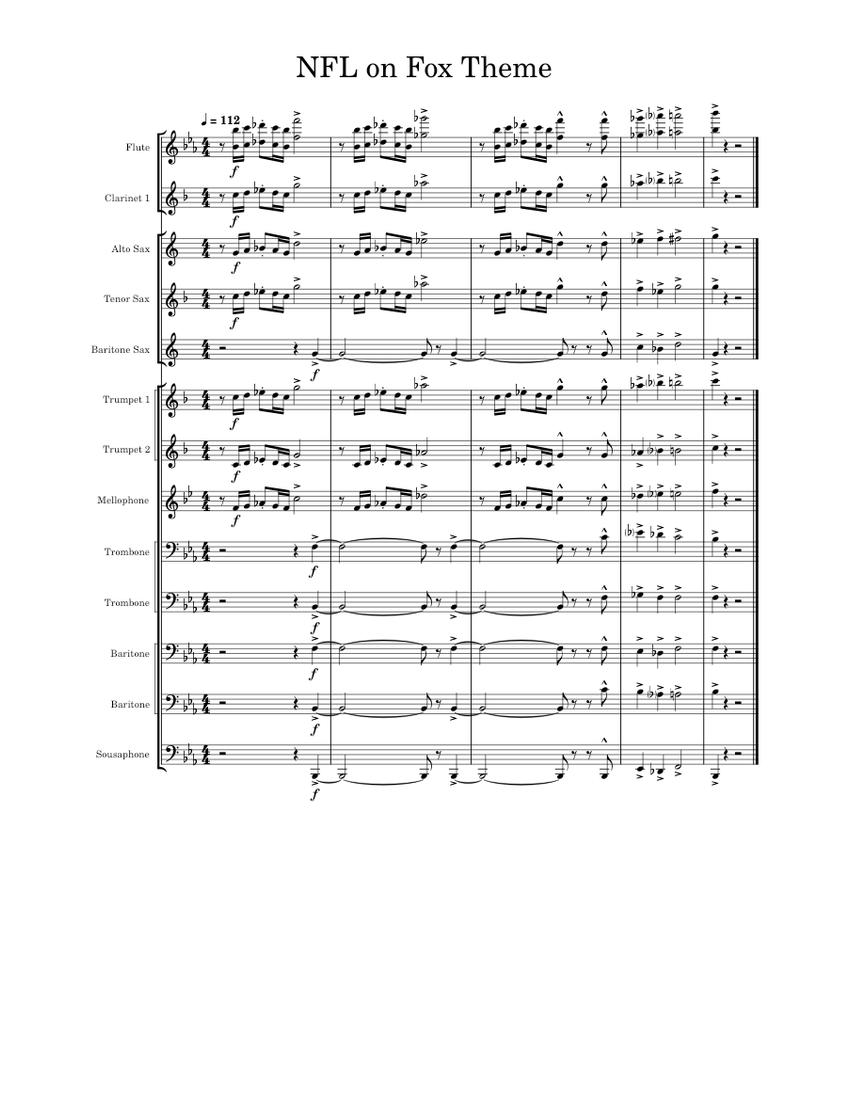 NFL On Fox Theme – Phil Garrod, TV Theme Song NFL_on_Fox_Theme Sheet ...