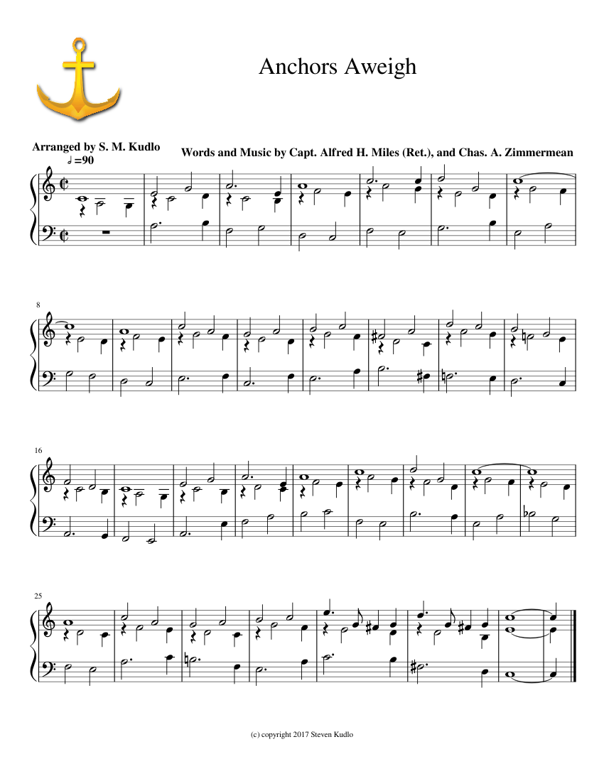 Anchors Aweigh Sheet music for Piano (Solo) | Musescore.com