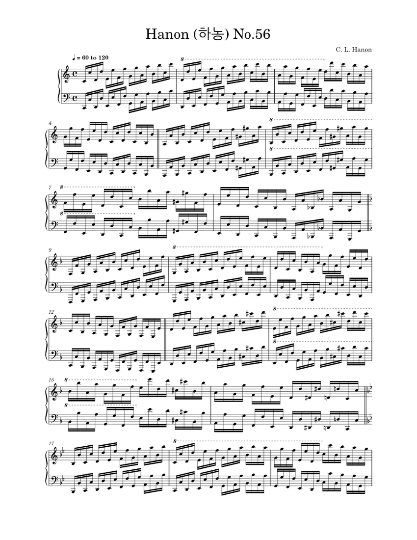 Hanon No. 56 – C. L. Hanon Sheet music for Piano (Solo) | Musescore.com