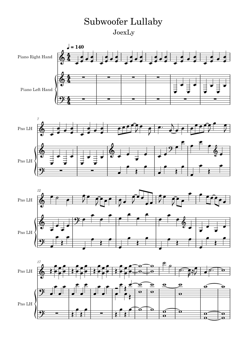 Subwoofers Lullaby *Remix* Sheet music for Piano (Solo) | Musescore.com