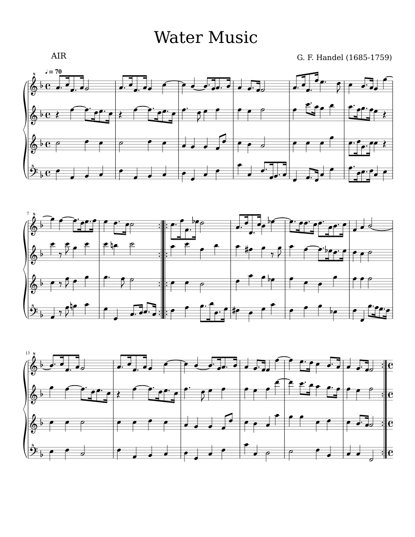 Water Music Sheet music for Recorder (Solo) | Musescore.com