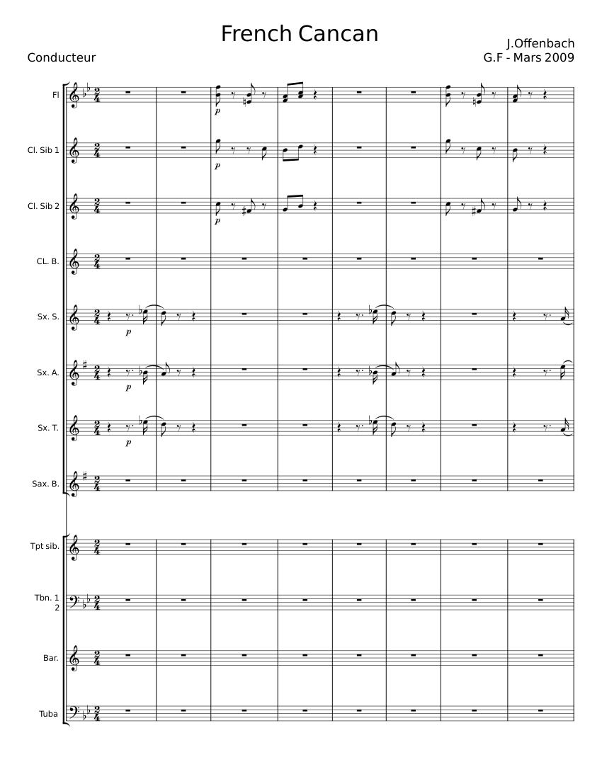 Can-Can - Jacques Offenbach Sheet music for Trombone, Tuba, Flute ...