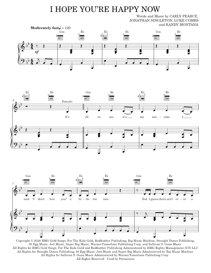 Play Official version of I Hope You're Happy Now Sheet Music by Carly ...