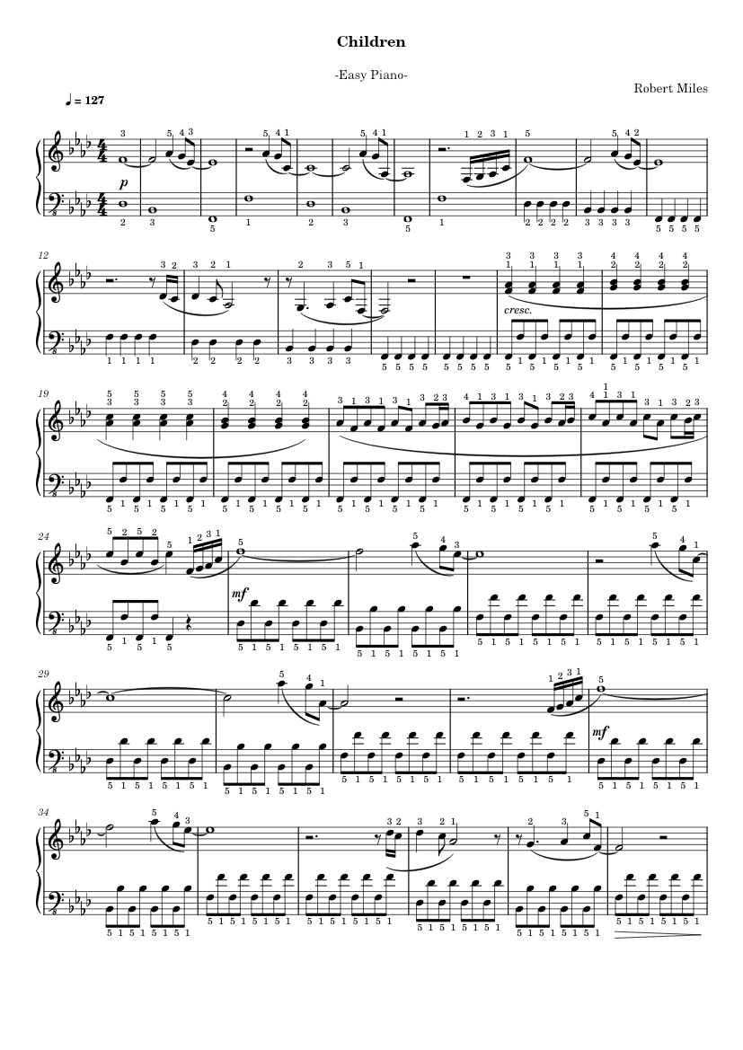 Children - Robert Miles Sheet Music for Piano (Solo) easy | MuseScore.com