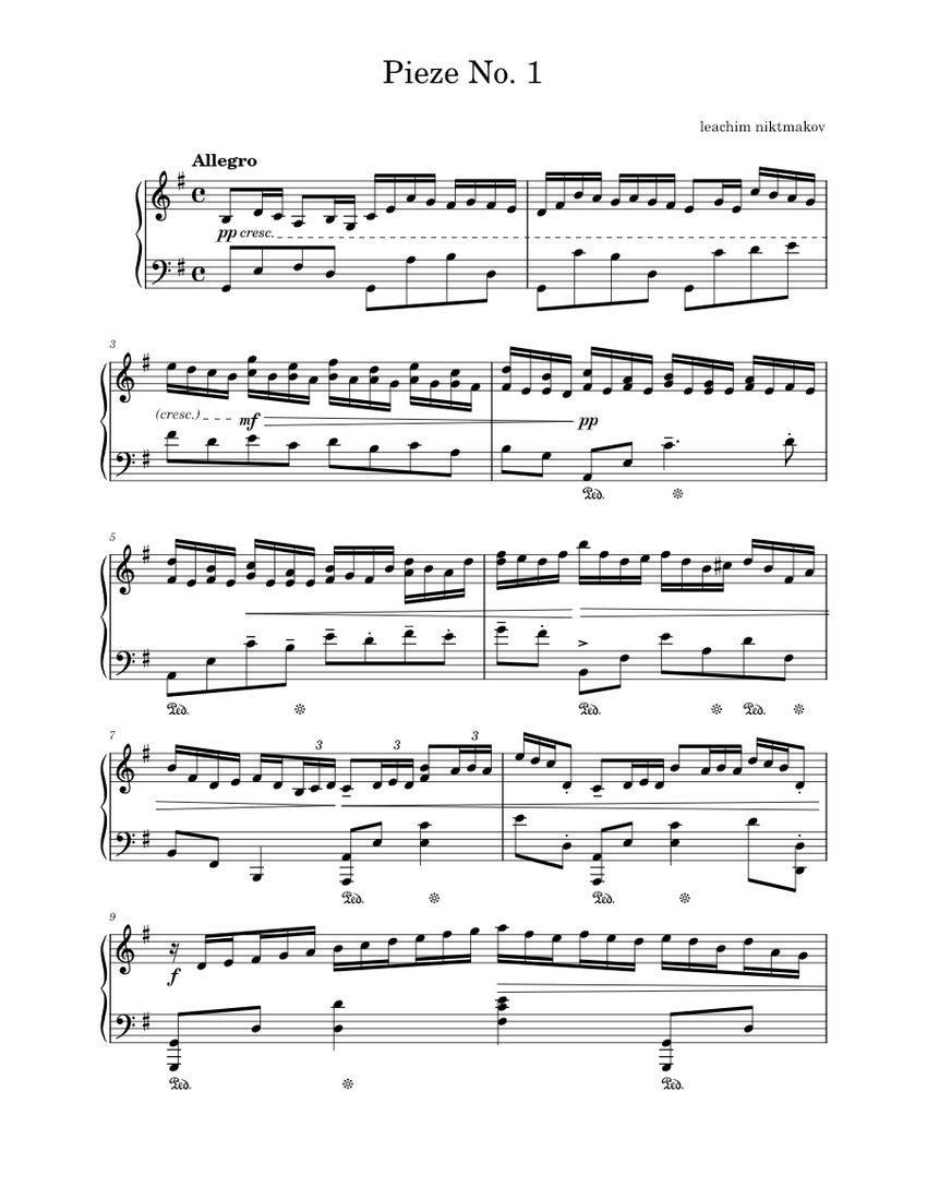 Pieze No. 1 Sheet music for Piano (Solo) | Musescore.com