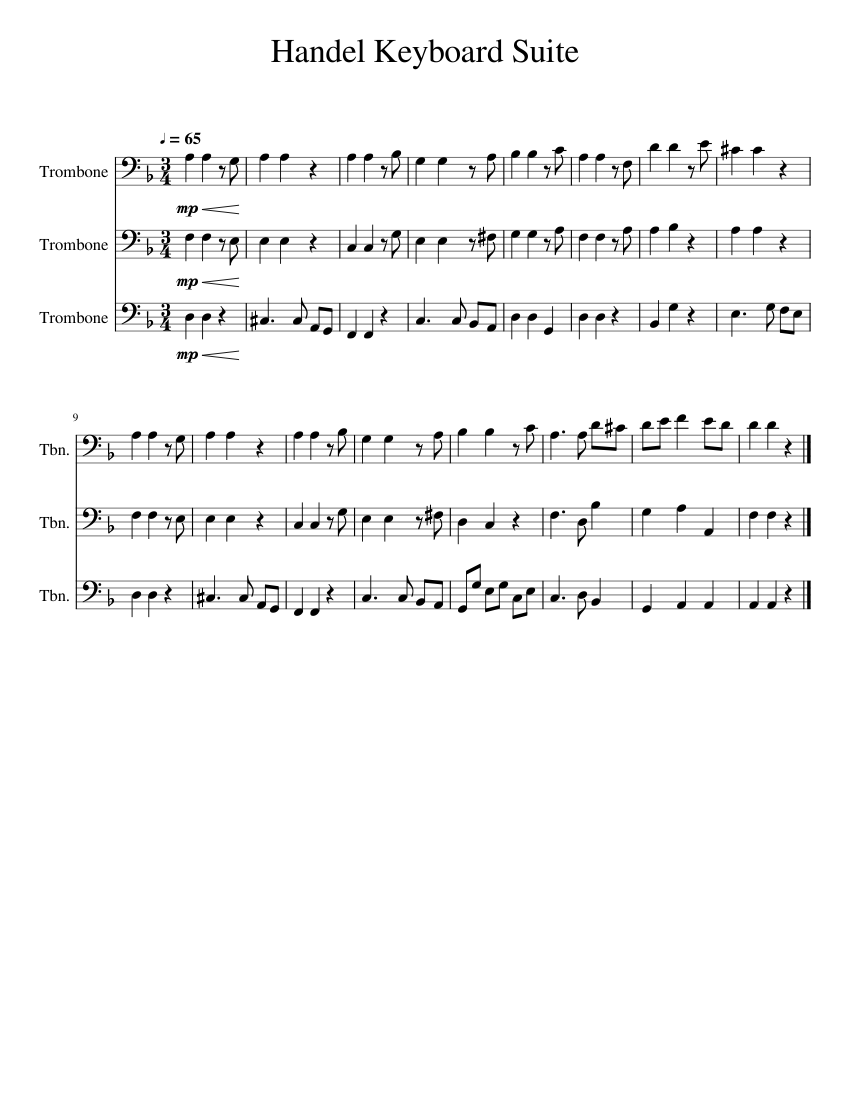 Handel Keyboard Suite Sheet music for Trombone (Mixed Trio) | Musescore.com