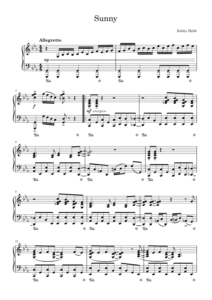 Sunny – Bobby Hebb Sheet music for Piano (Solo) | Musescore.com