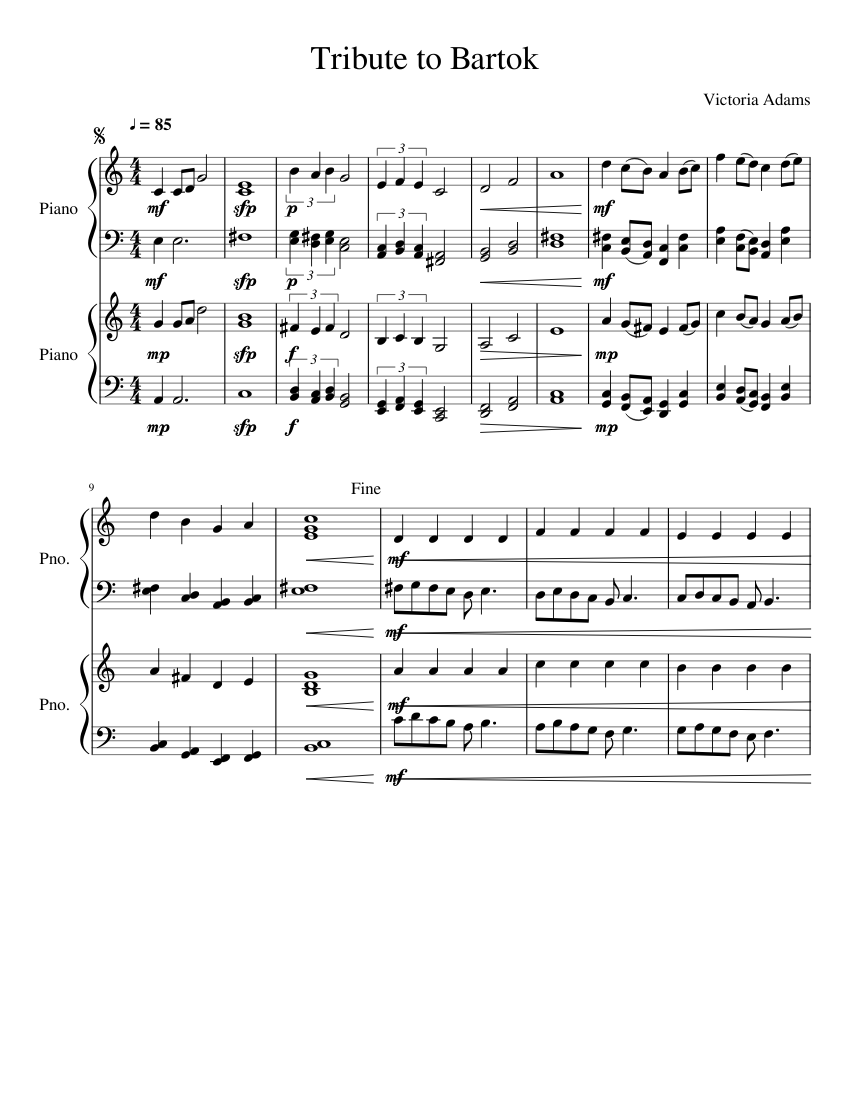 Tribute To Bartok Sheet music for Piano (Piano Duo) | Download and print in PDF or MIDI free ...