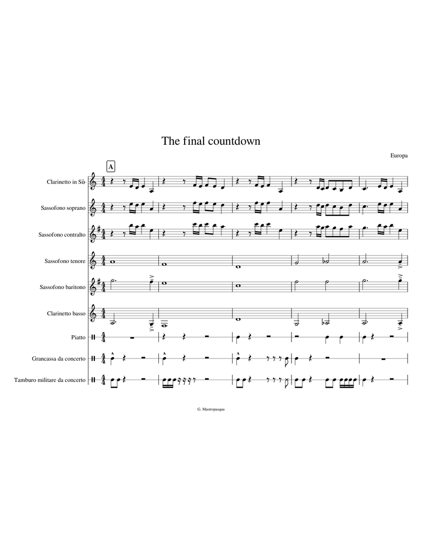 The final countdown Sheet music for Clarinet in b-flat, Clarinet bass ...