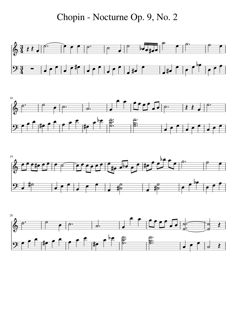 Chopin Nocturne Op9 No2 Sheet Music for Piano (Piano Duo) | MuseScore.com