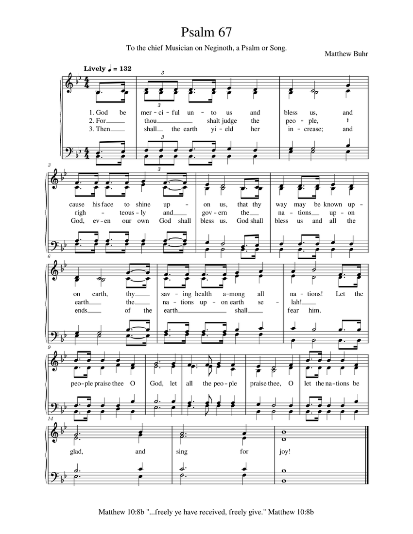 Psalm 67 Sheet music for Piano (SATB) Easy | Musescore.com