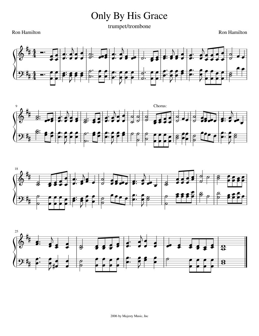 Only By His Grace – Ron Hamilton Only By His Grace Sheet music for Piano (SATB) Easy | Musescore.com