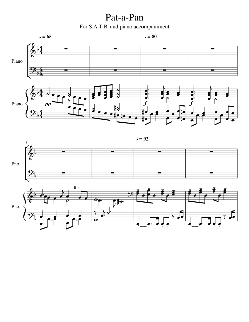 Pat-a-Pan Sheet music for Piano (SATB) | Musescore.com