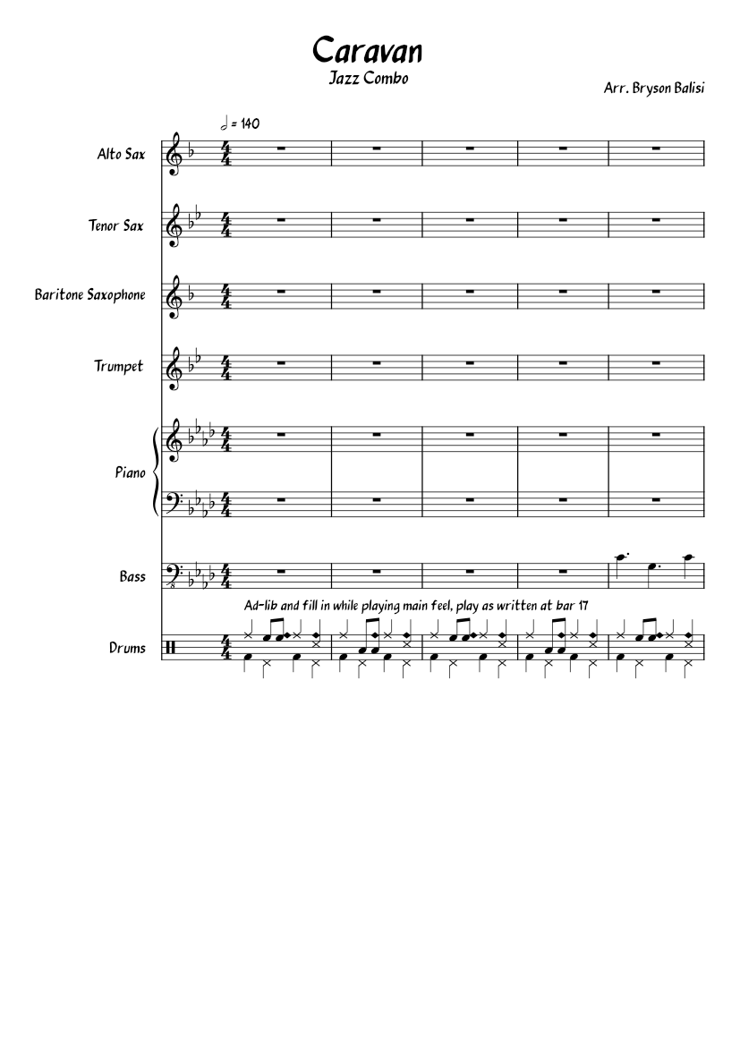 Caravan - Combo Sheet music for Piano, Saxophone alto, Saxophone tenor ...