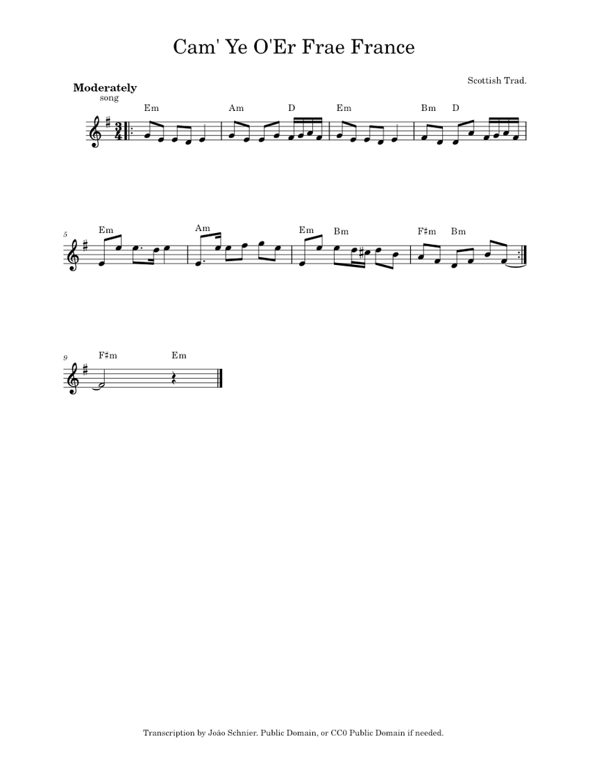 Cam Ye O'er Frae France – Scottish Folk Sheet music for Clarinet in b ...