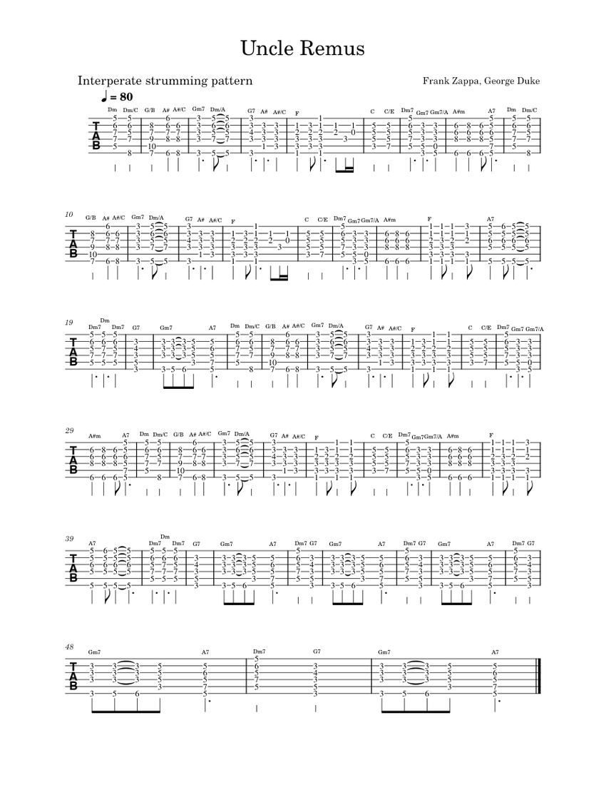 Uncle Remus Tab Sheet music for Guitar (Solo) | Musescore.com