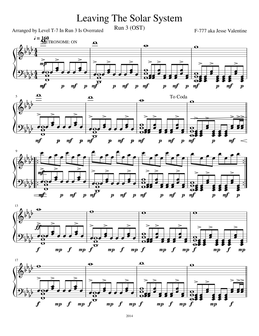 Leaving The Solar System Sheet music for Piano (Solo) | Musescore.com