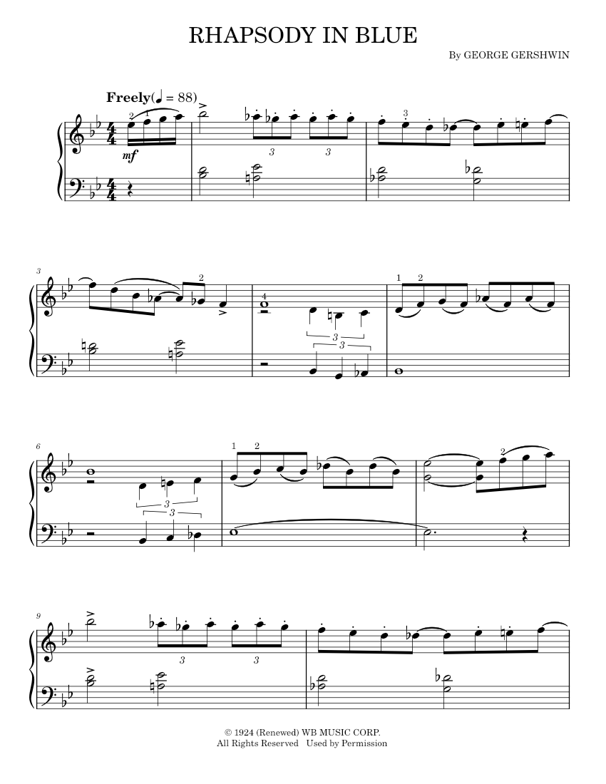 Play Official version of Rhapsody in Blue Sheet Music by George ...