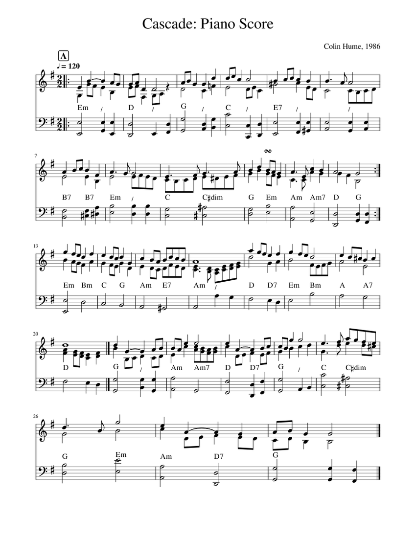Colin Hume - Cascade: Piano Score Sheet music for Piano (Piano Duo ...