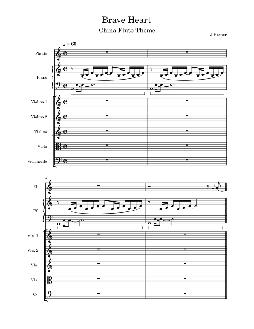 Brave Heart – J.horner Brave Heart Sheet music for Piano, Flute, Violin ...
