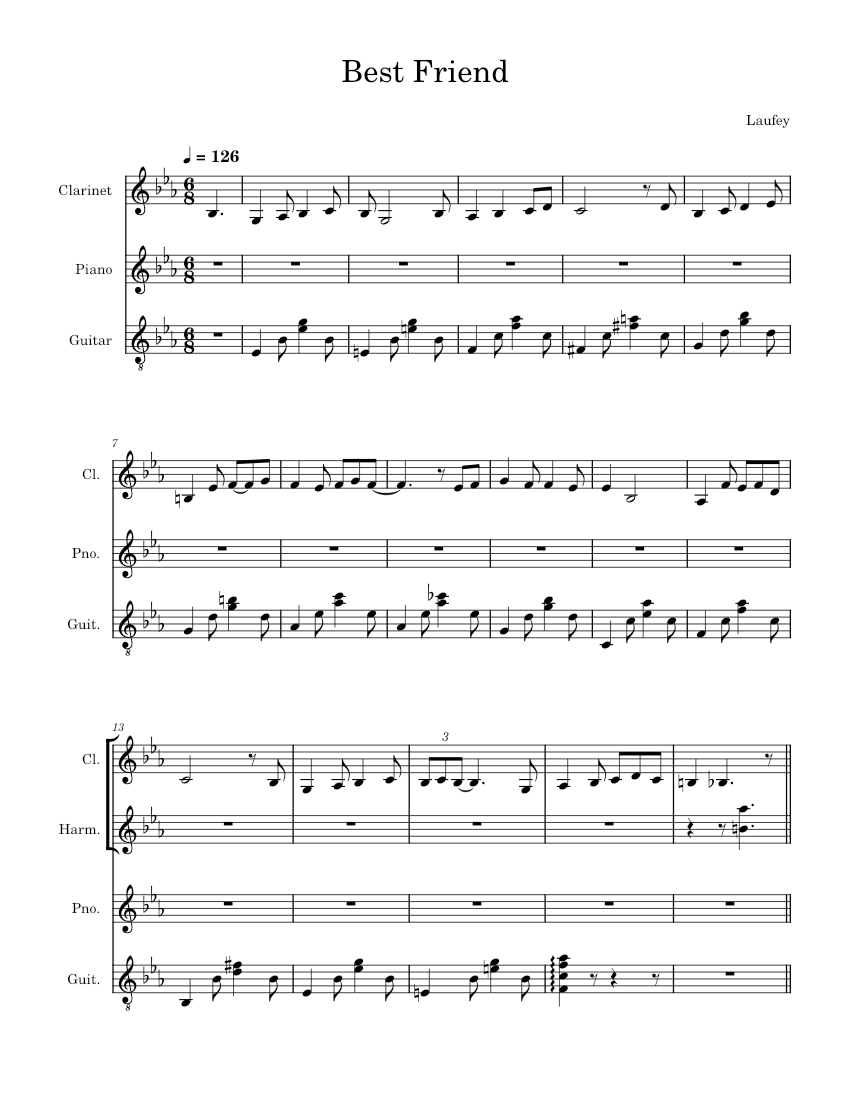 Best Friend – Laufey Sheet music for Piano, Flute, Guitar, Bass guitar ...
