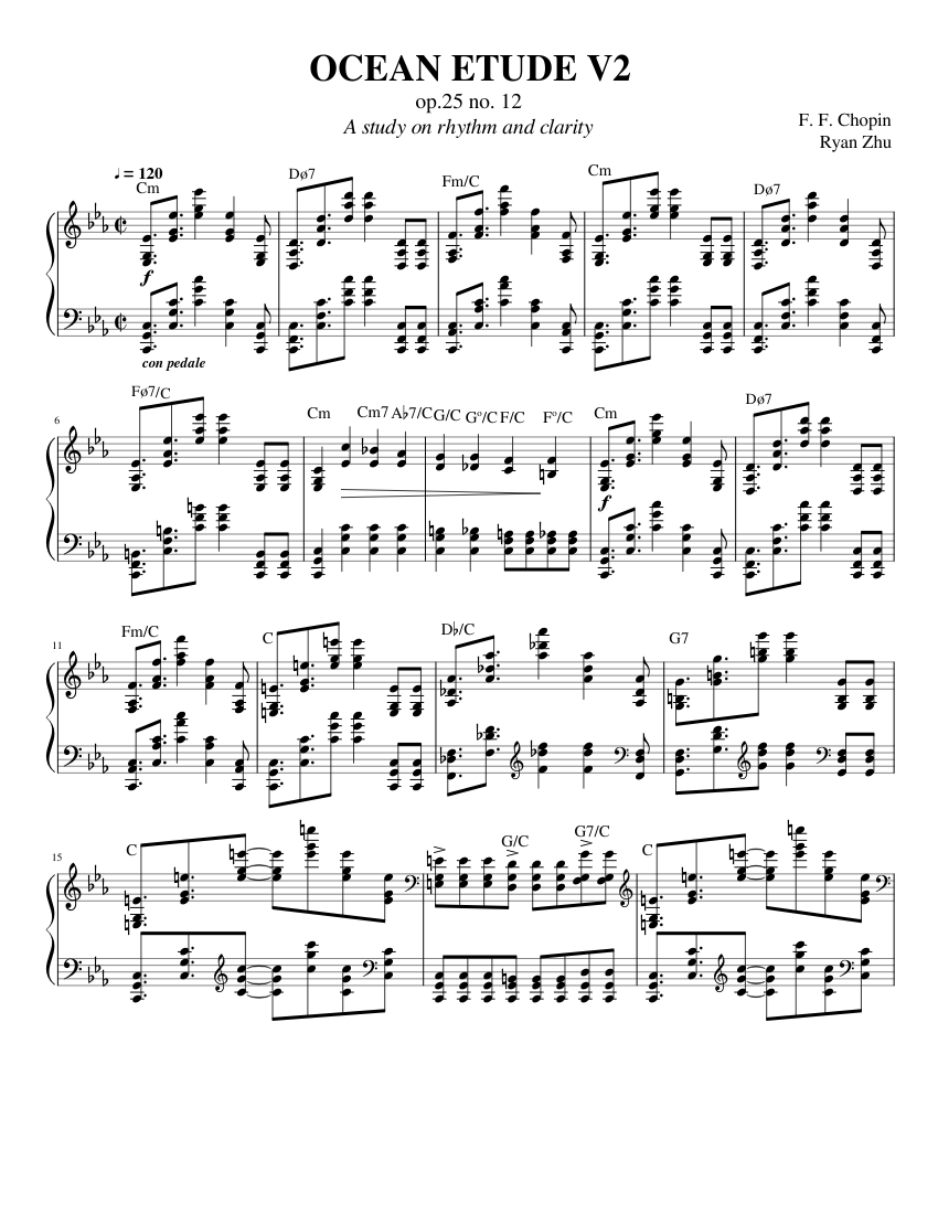 Chopin - Etude Op. 25 No. 12 "Ocean" (VARIATION) Sheet music for Piano (Solo) | Musescore.com