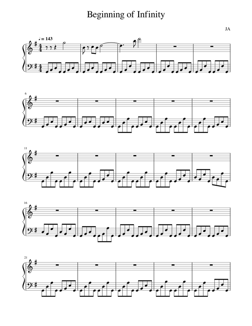 Beginning of Infinity Sheet music for Piano (Solo) Easy | Musescore.com