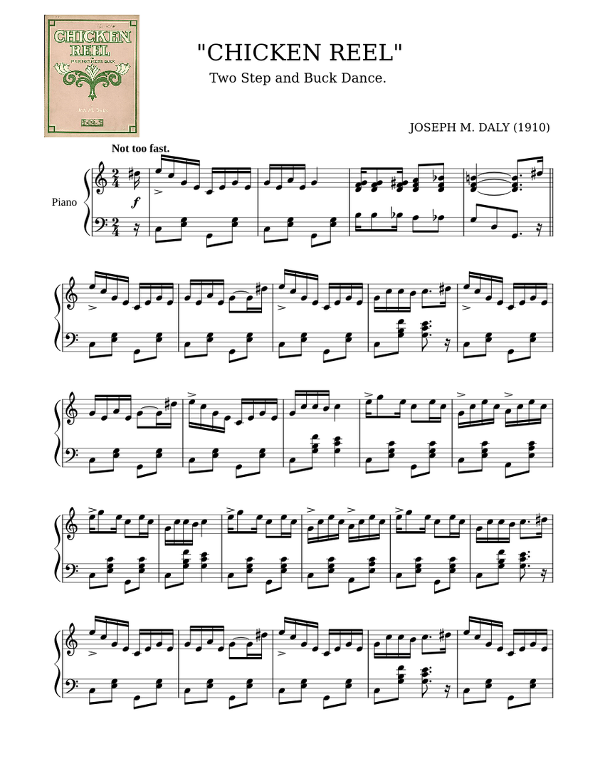 Chicken Reel by Joseph M. Daly (1910) Sheet music for Piano (Solo ...
