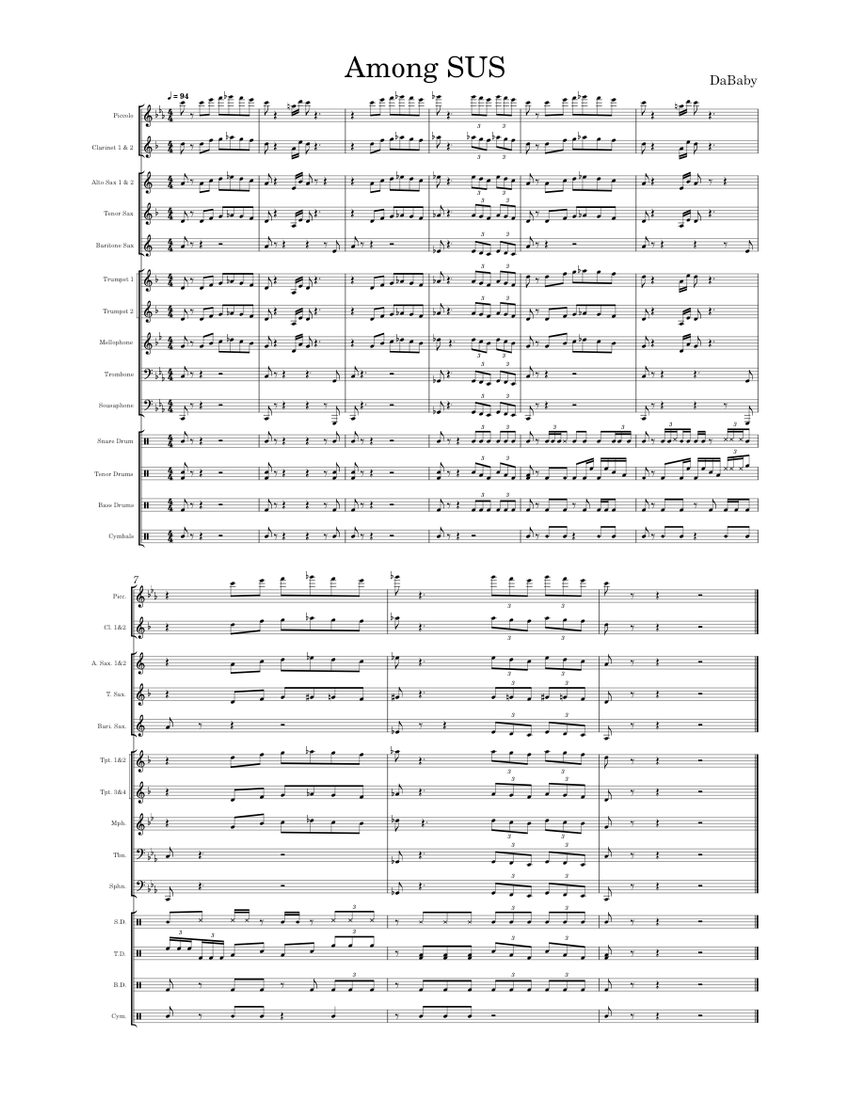 Among SUS Sheet music for Trombone, Flute piccolo, Clarinet in b-flat ...