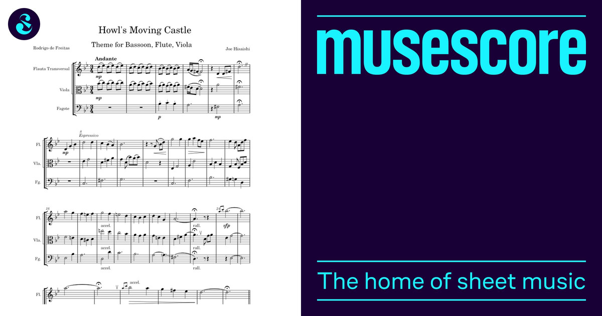 Howl's Moving Castle Theme Sheet music for Flute, Bassoon, Viola (Mixed ...