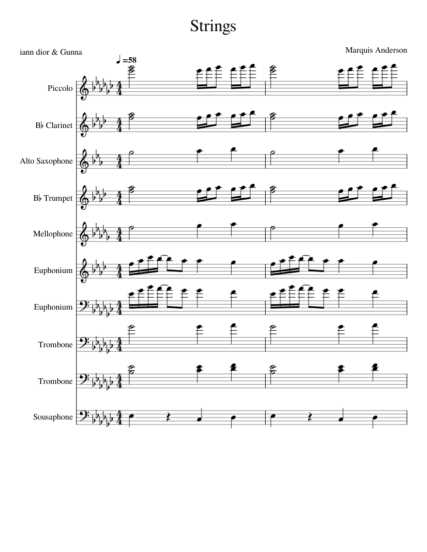 Strings- Iann Dior Sheet music for Trombone, Euphonium, Mellophone, Flute piccolo & more ...