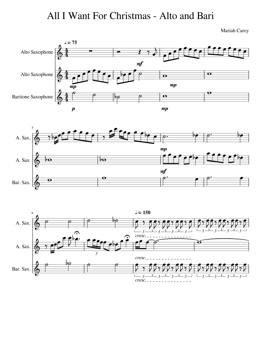 All I Want For Christmas - Alto and Bari (Originally From I Love Band ...