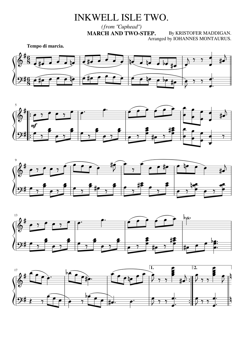 "INKWELL ISLE TWO" from "Cuphead" (Scott Joplin Style) Sheet Music for ...