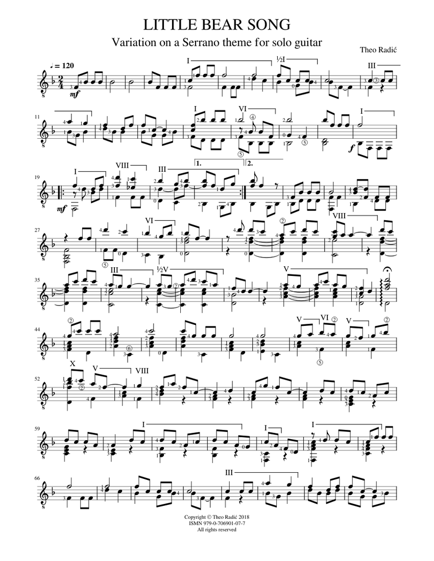 LITTLE BEAR SONG Sheet music for Guitar (Solo) | Musescore.com