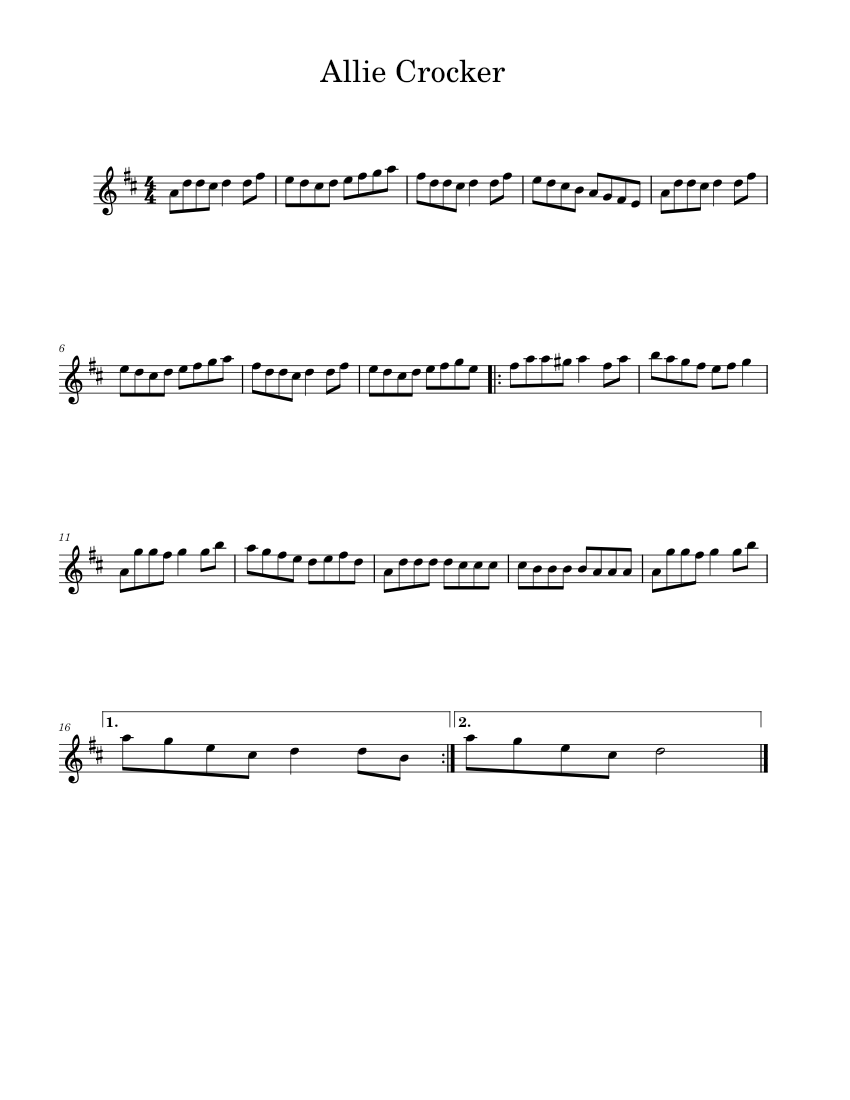 Allie Crocker – Misc tunes Allie Crocker Sheet music for Mandolin (Solo ...