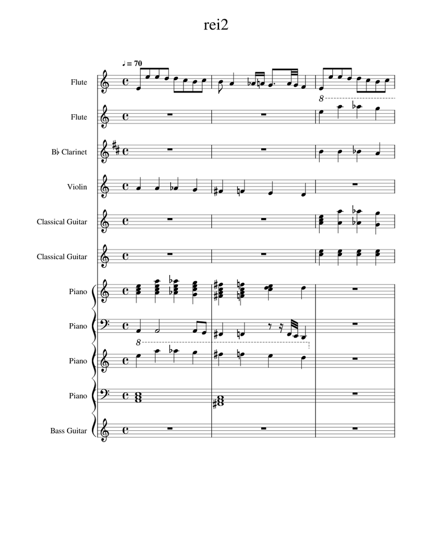 rei II Sheet music for Piano, Flute, Clarinet in b-flat, Violin & more ...