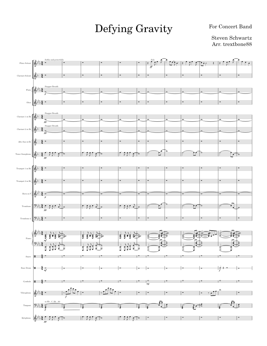 Defying Gravity - Stephen Schwartz Sheet Music with Chords for Piano, Trombone, Synth voice ...