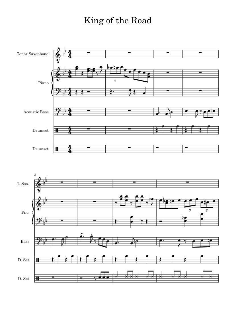 King of the Road Combo score - piano tutorial