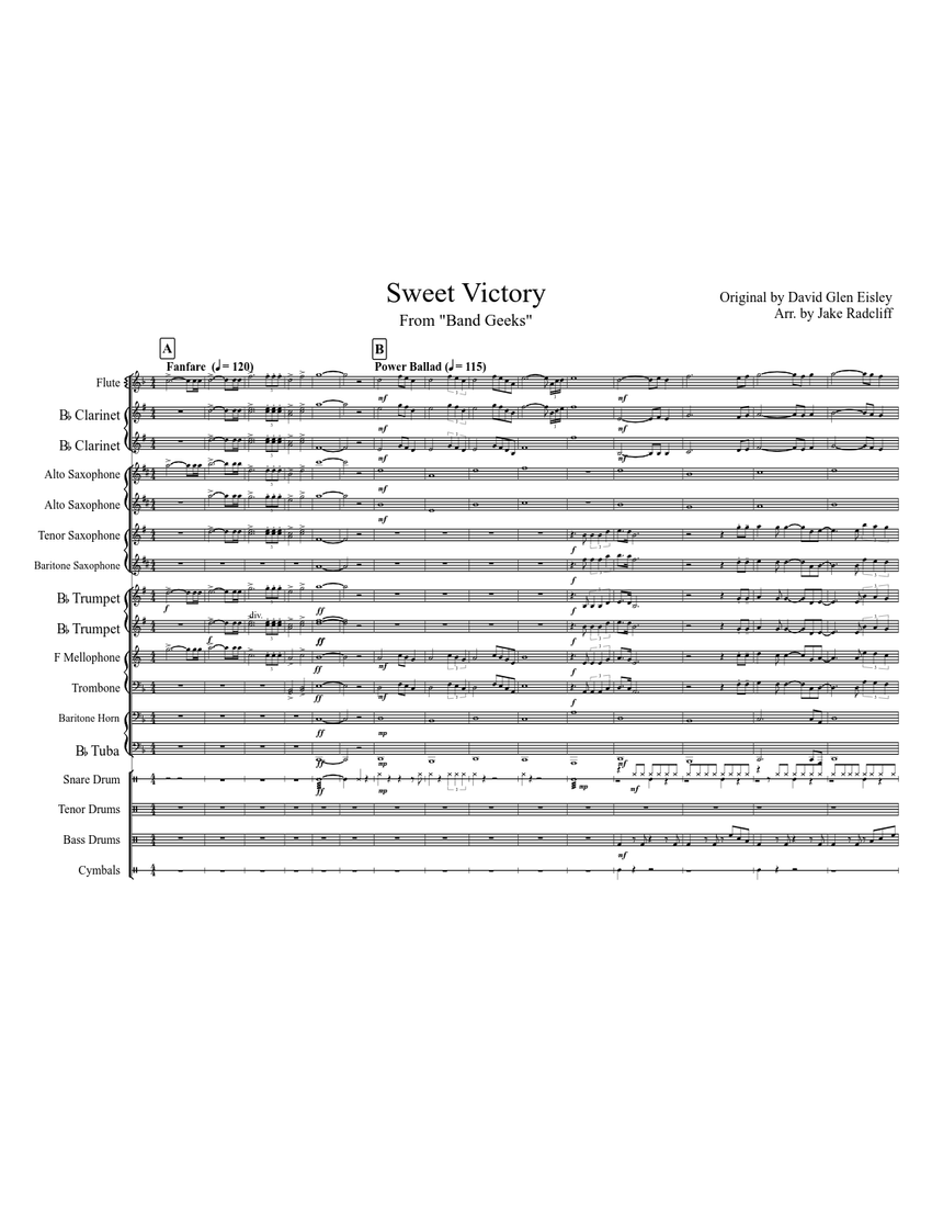 Sweet Victory Marching Band Arrangement Sheet music for Trombone, Tuba ...