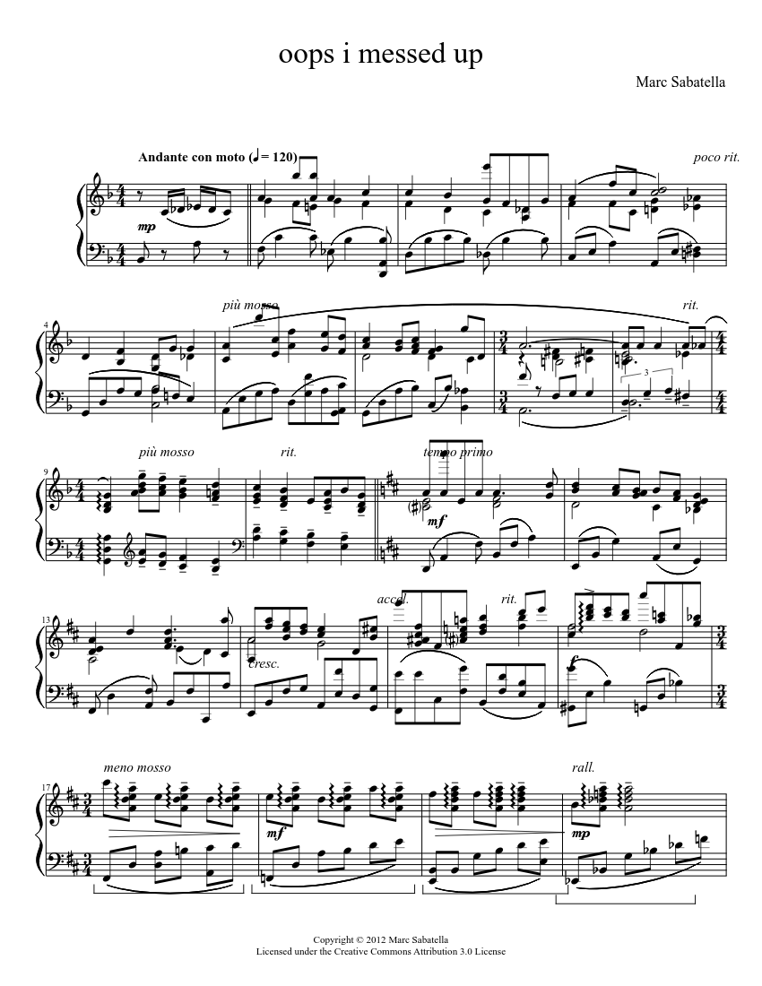 oops i messed up Sheet music for Piano (Solo) | Musescore.com