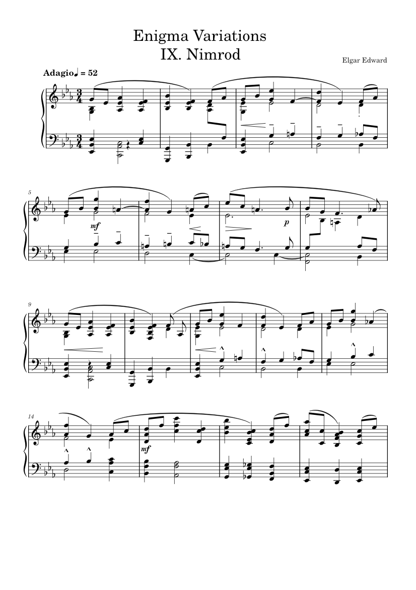 Enigma Variations, Op. 36 - No. 9 (Nimrod) – Edward Elgar Sheet music ...